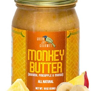 Green Jay Gourmet Monkey Butter - All-Natural, Gluten-Free Banana Butter - Pineapple Spread with Bananas & Mango - Gourmet Fruit Butter - No Corn Syrup, Preservatives or Trans-Fats - 19 Ounces