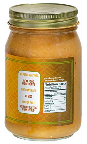 Green Jay Gourmet Monkey Butter - All-Natural, Gluten-Free Banana Butter - Pineapple Spread with Bananas & Mango - Gourmet Fruit Butter - No Corn Syrup, Preservatives or Trans-Fats - 19 Ounces