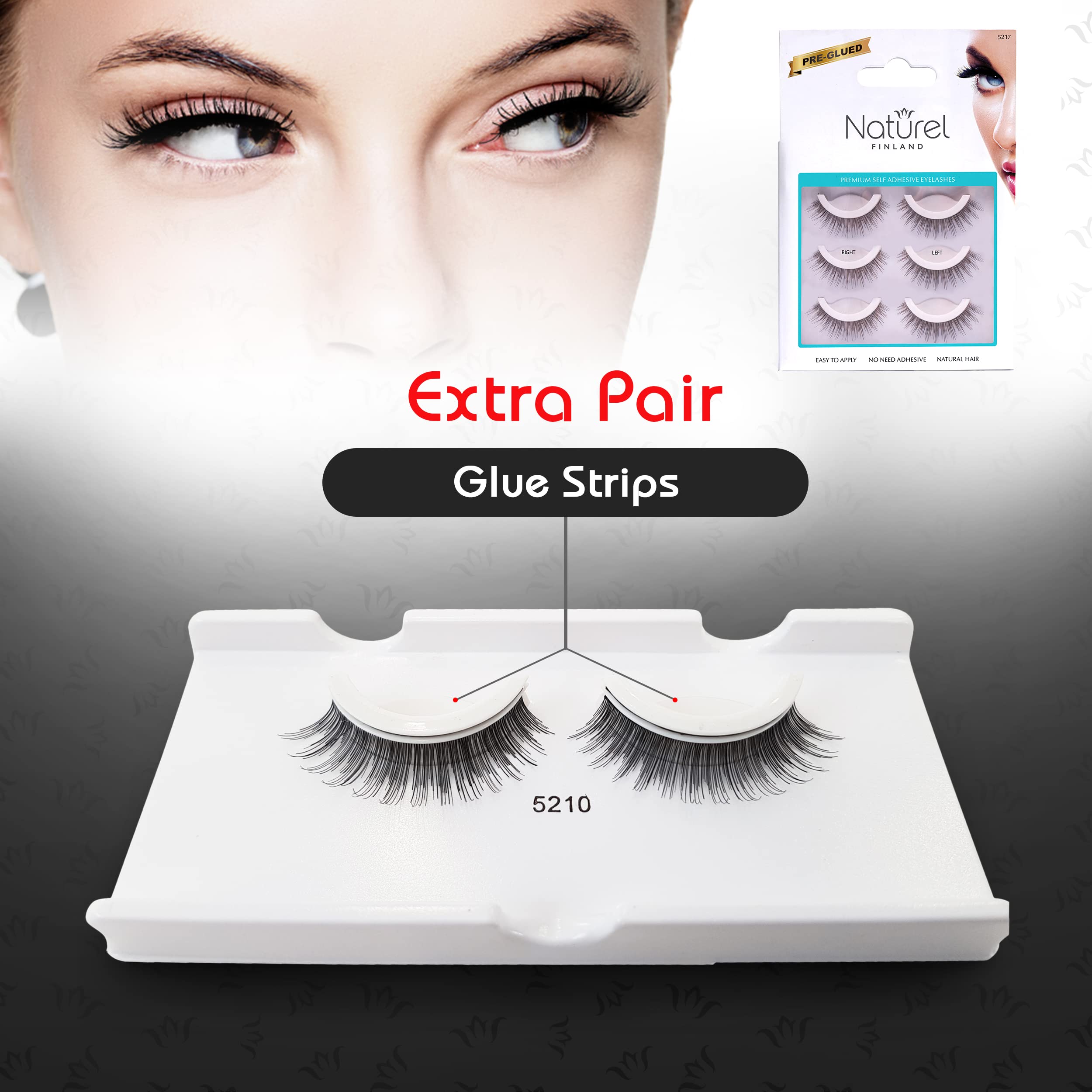 False Eyelashes Natural Face Eye Lashes - Self Adhesive Eyelash Strip - Pre Glued Falsies Eyelashes