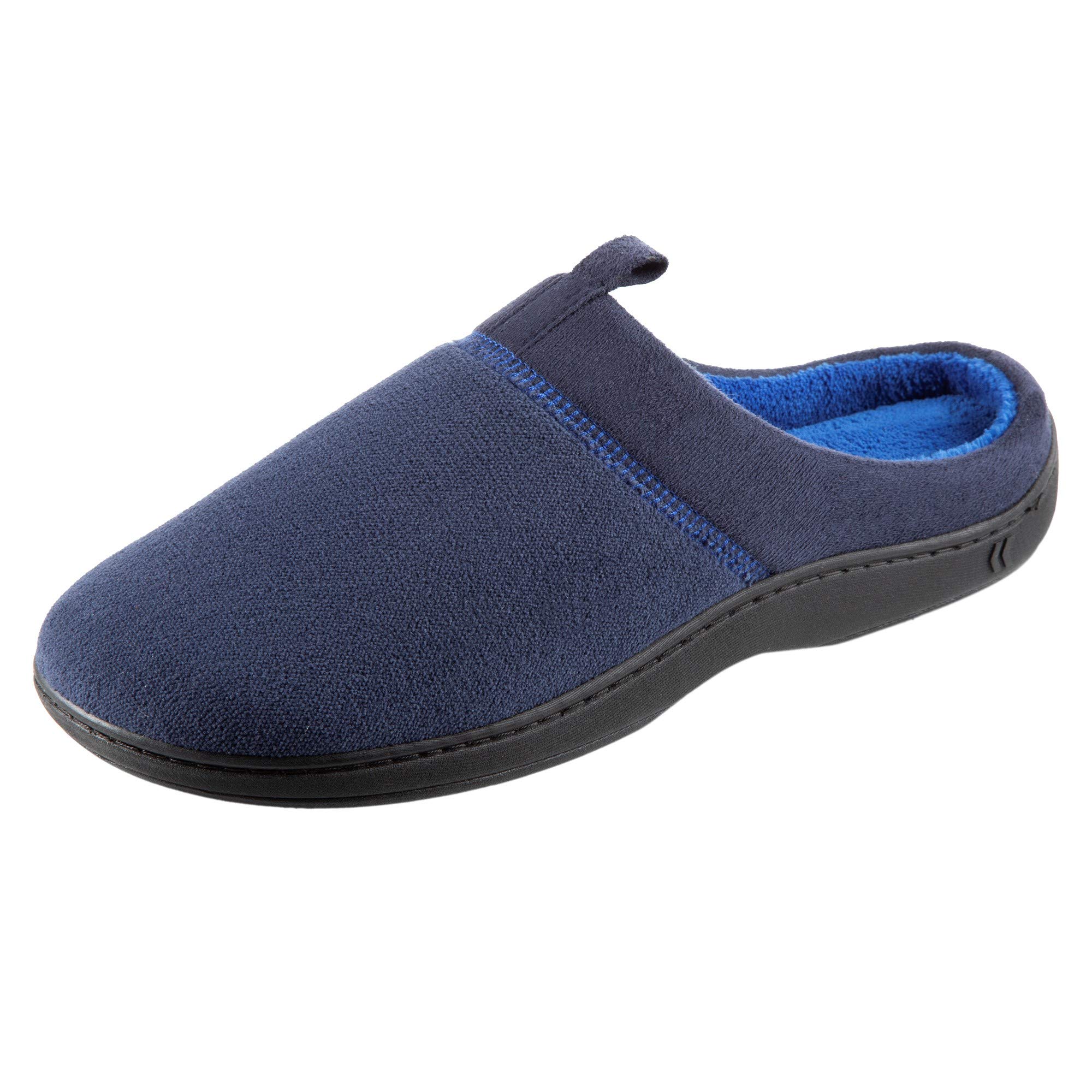 isotoner Men's Slippers, Open Back Slip On with Gel Infused Memory Foam, Indoor/Outdoor Sole and Skid Resistance