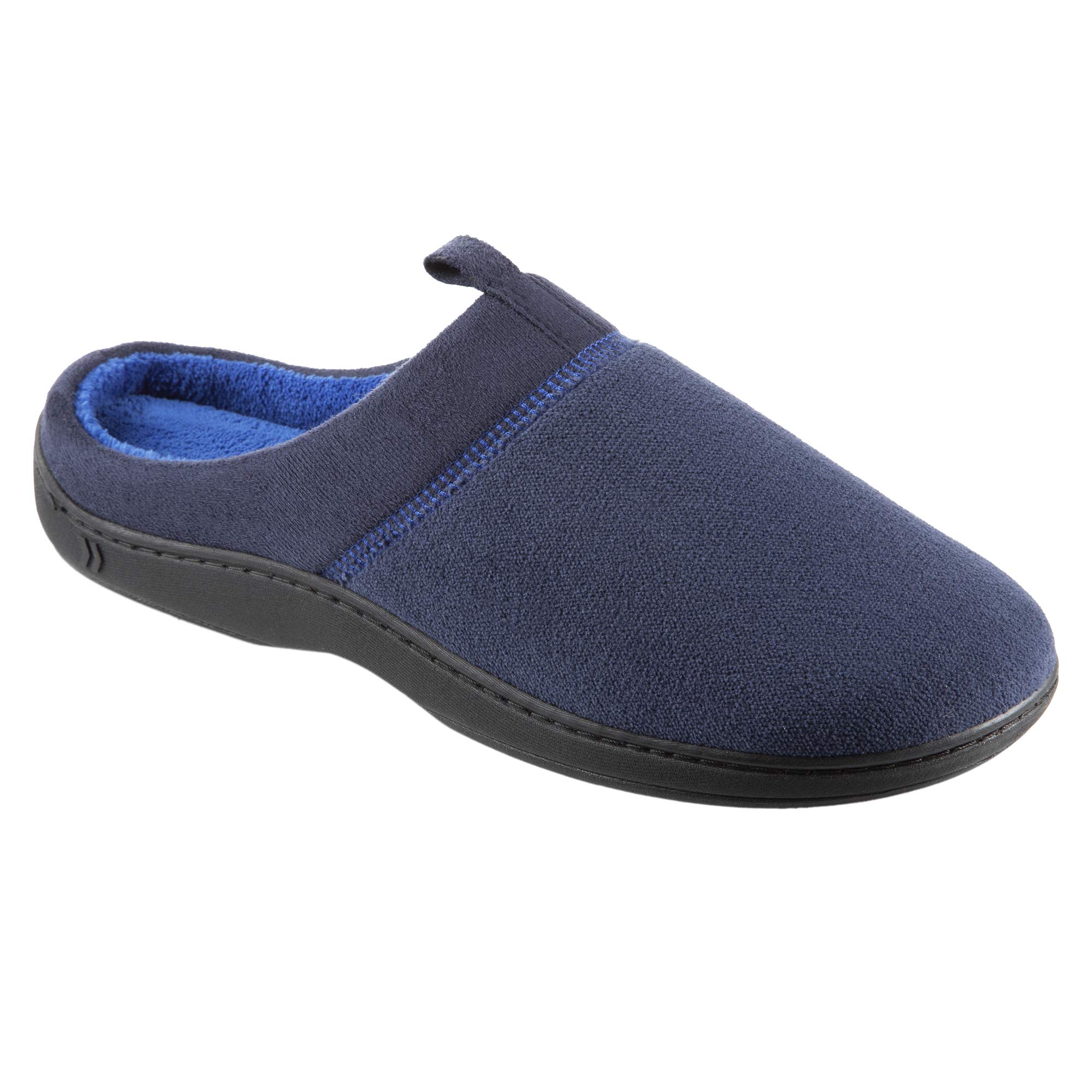 isotoner Men's Slippers, Open Back Slip On with Gel Infused Memory Foam, Indoor/Outdoor Sole and Skid Resistance