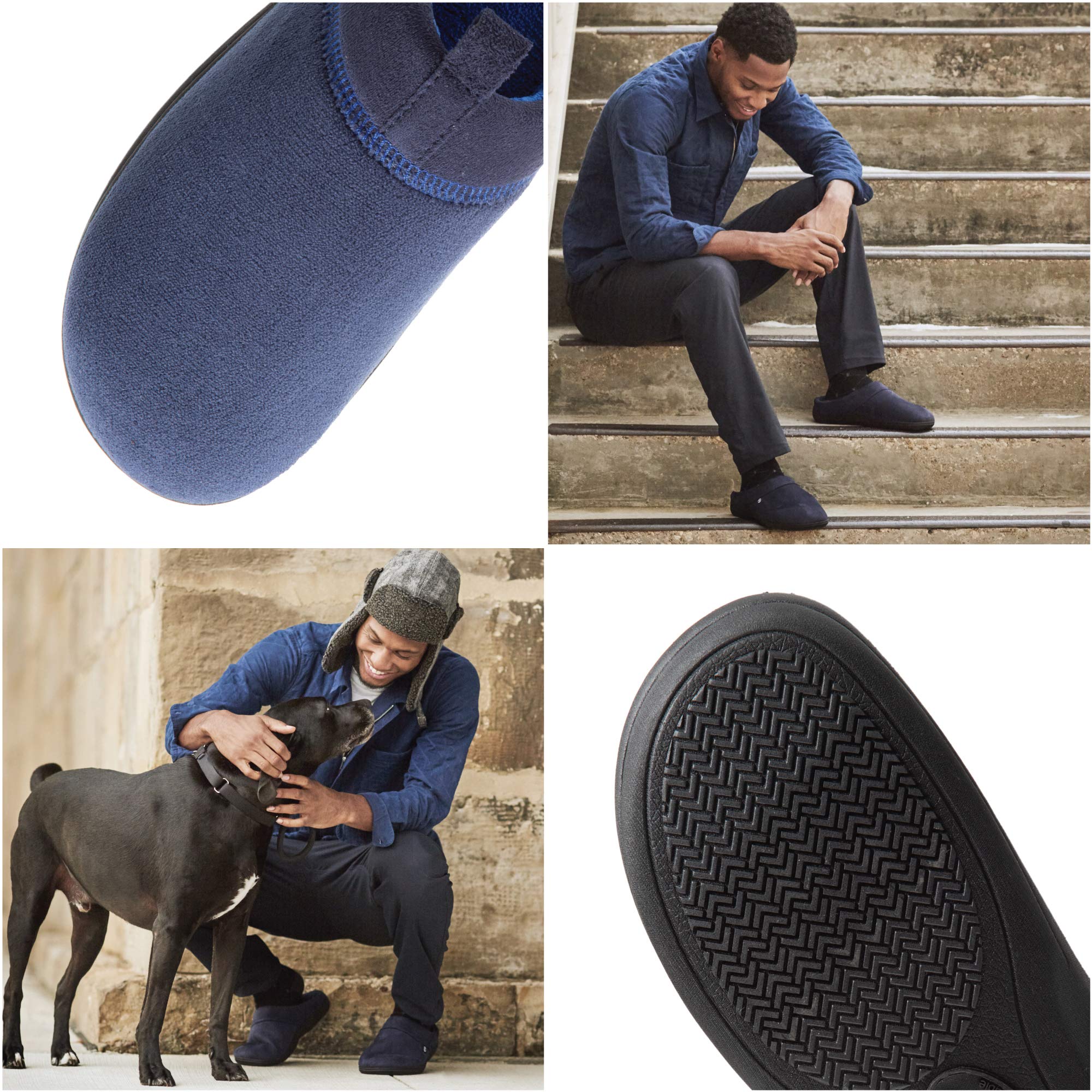 isotoner Men's Slippers, Open Back Slip On with Gel Infused Memory Foam, Indoor/Outdoor Sole and Skid Resistance