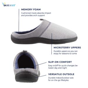 isotoner Men's Slippers, Open Back Slip On with Gel Infused Memory Foam, Indoor/Outdoor Sole and Skid Resistance