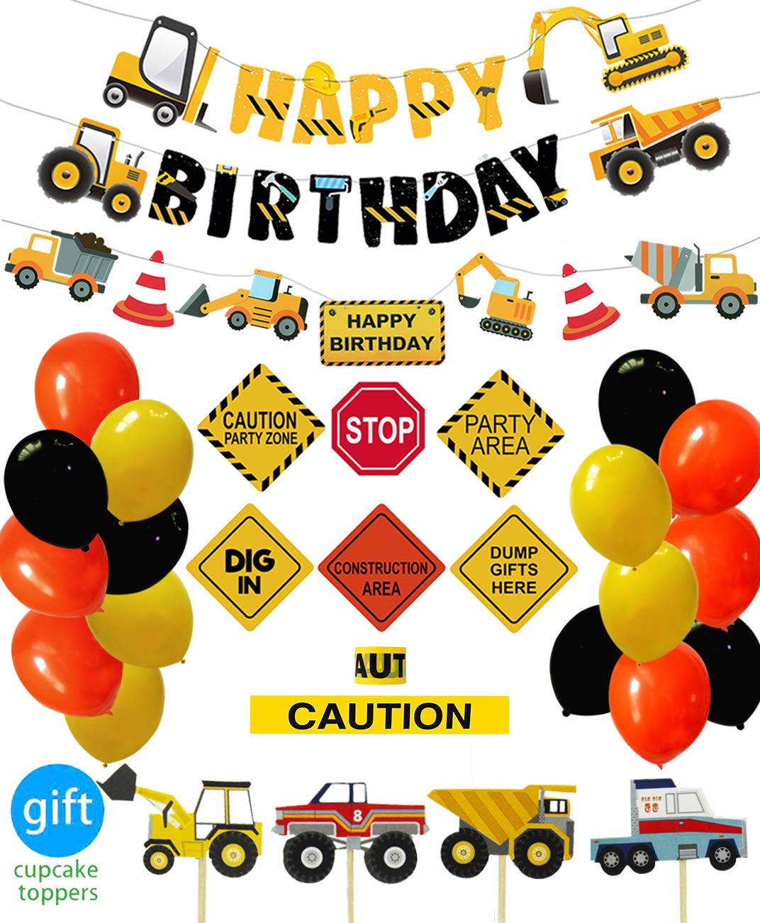 Construction Birthday Party Supplies Dump Truck Party Decorations Kits Set for Kids Birthday Party 51 pack