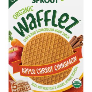 Sprout Organic Baby Food, Stage 4 Toddler Snacks, Apple Carrot Cinnamon Wafflez, Single Serve Waffles 5 Count(Pack of 1)