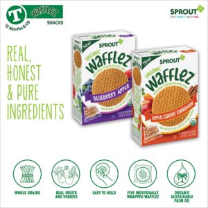 Sprout Organic Baby Food, Stage 4 Toddler Snacks, Apple Carrot Cinnamon Wafflez, Single Serve Waffles 5 Count(Pack of 1)