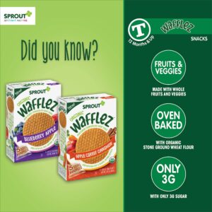 Sprout Organic Baby Food, Stage 4 Toddler Snacks, Apple Carrot Cinnamon Wafflez, Single Serve Waffles 5 Count(Pack of 1)