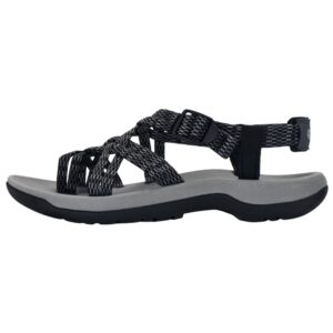 viakix walking sandals womens: cute stylish comfortable athletic sport ladies womens sandal for hiking, outdoor, water, beach, travel, trekking, black 8