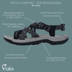 Viakix Walking Sandals Womens: Cute Stylish Comfortable Athletic Sport Ladies Womens Sandal for Hiking, Outdoor, Water, Beach, Travel, Trekking, Black 8