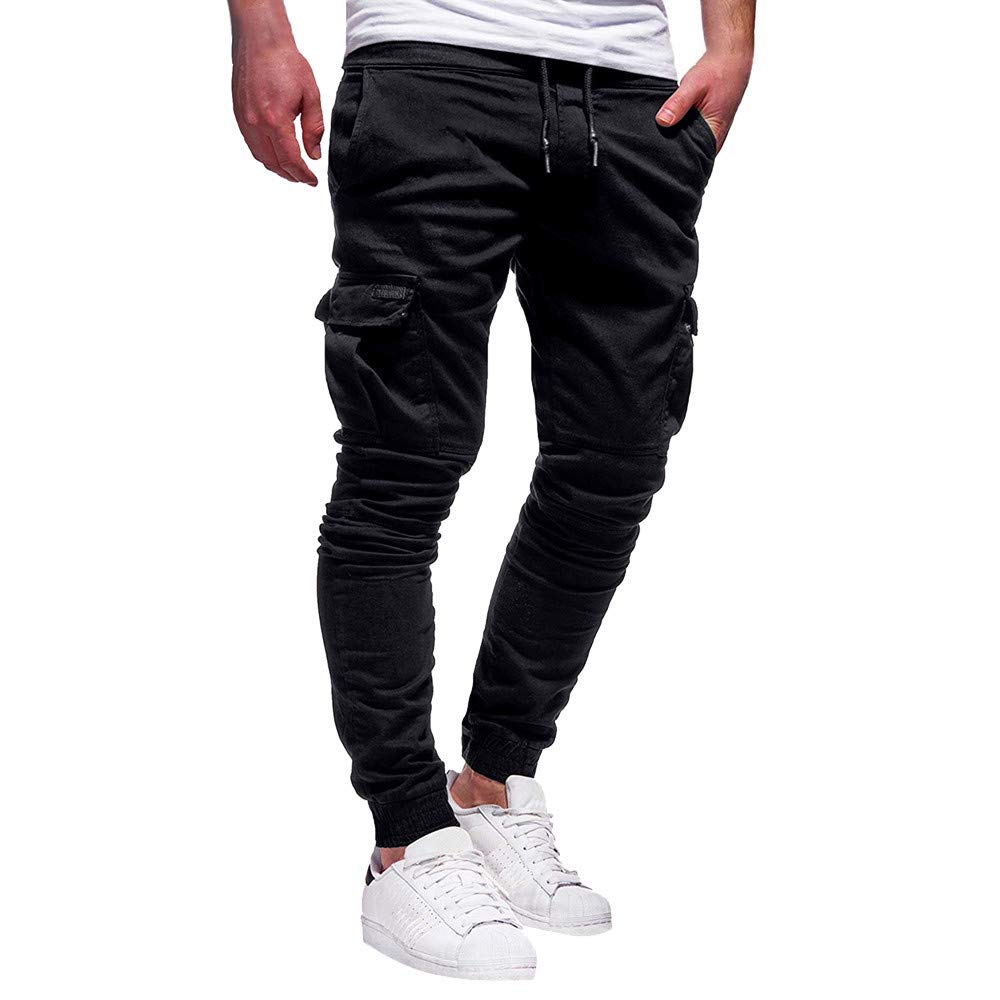 Fashion Sport Pants, Mens Hip Hop Joggers Pants Casual Athletic Running Track Drawstring Sweatpants Trousers (Black, XXXL)