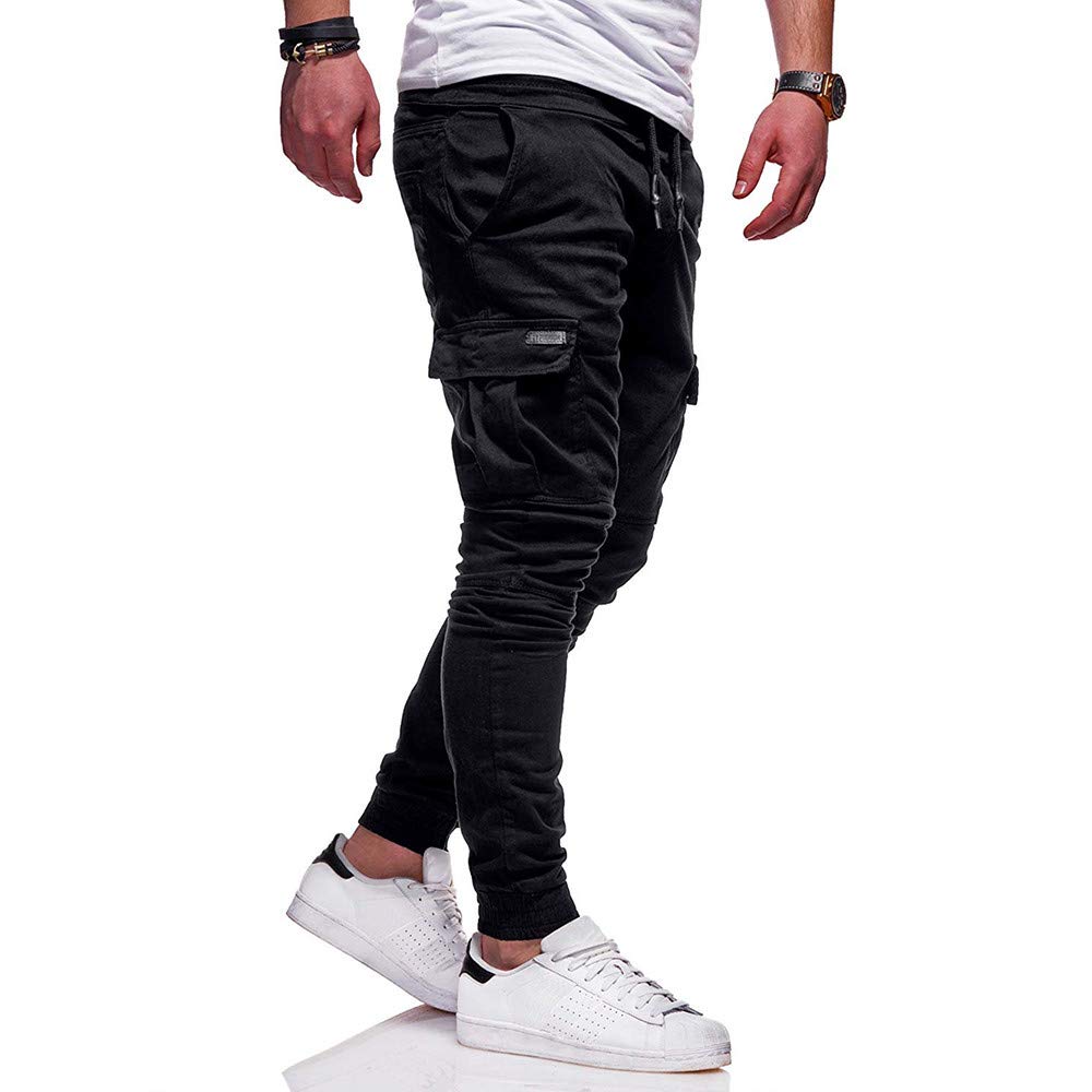 Fashion Sport Pants, Mens Hip Hop Joggers Pants Casual Athletic Running Track Drawstring Sweatpants Trousers (Black, XXXL)