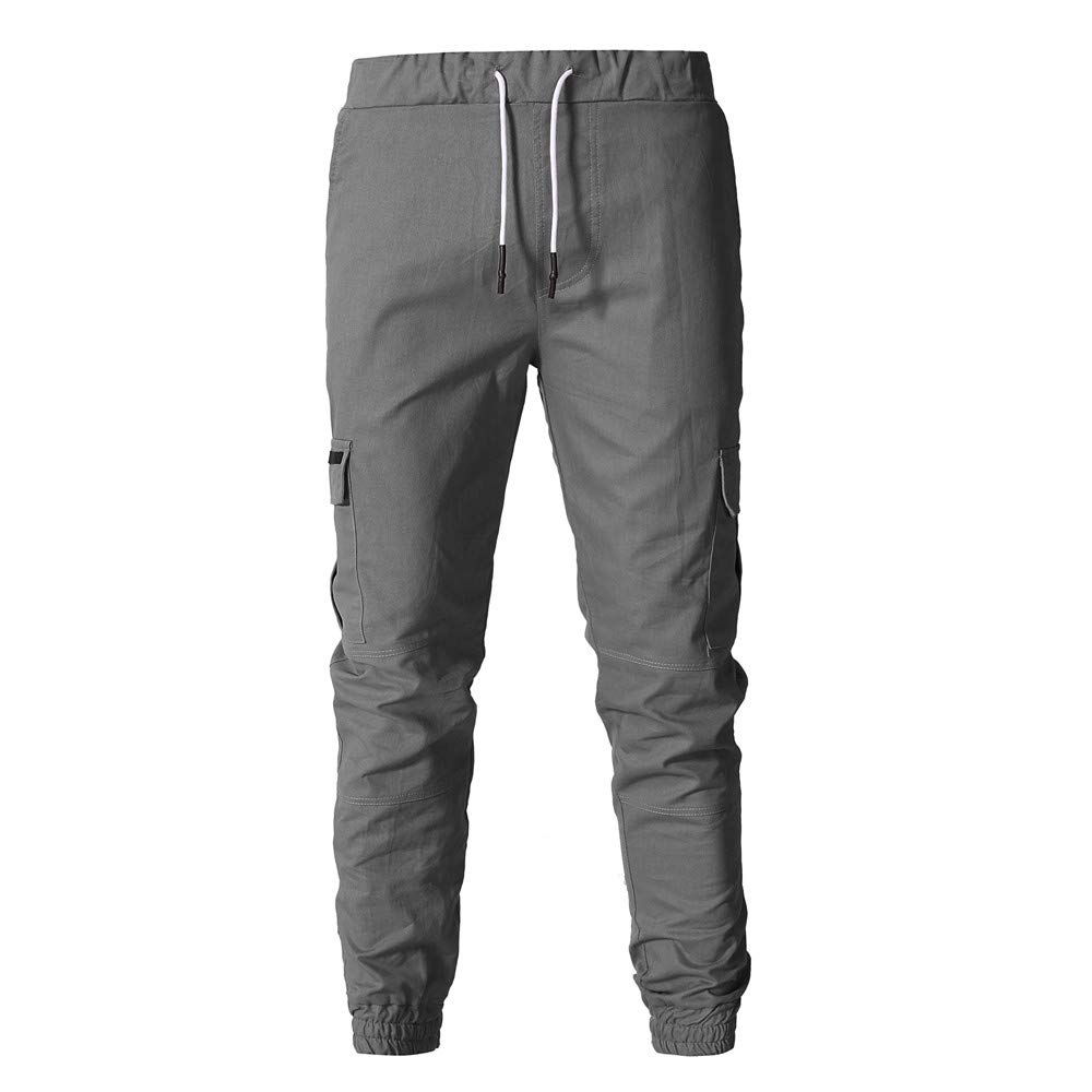 Fashion Sport Pants, Mens Hip Hop Joggers Pants Casual Athletic Running Track Drawstring Sweatpants Trousers (Dark Gray, L)