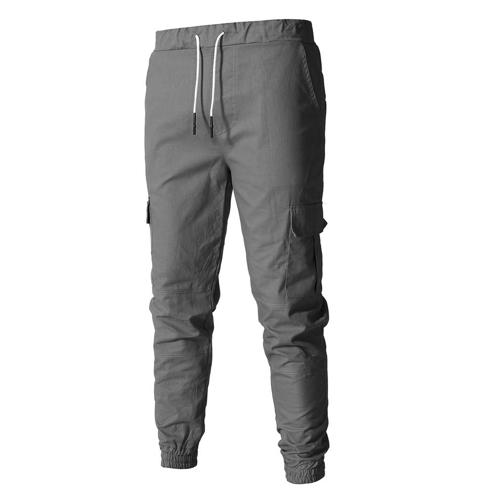 Fashion Sport Pants, Mens Hip Hop Joggers Pants Casual Athletic Running Track Drawstring Sweatpants Trousers (Dark Gray, L)