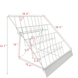 FixtureDisplays® 4-Tiered 18" Wire Display Rack Literature Brochure Magazine Stand Book Tabletop Rack, 2.5" Deep Open Shelves 11936-2WHITE