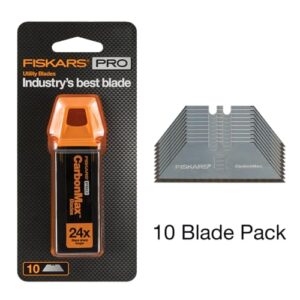 Fiskars 771020-1001 Pro Utility Knife Replacement Blades, 10 Pack, Silver 10 Count