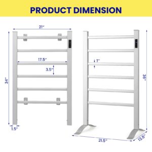 Tangkula Towel Warmer, Freestanding & Wall Mounting 6 Bars Heated Towel Rack w/Timer, LED Display, Overheat Protection & Constant Temperature Control, Aluminum Towel Drying Shelf for Bathroom