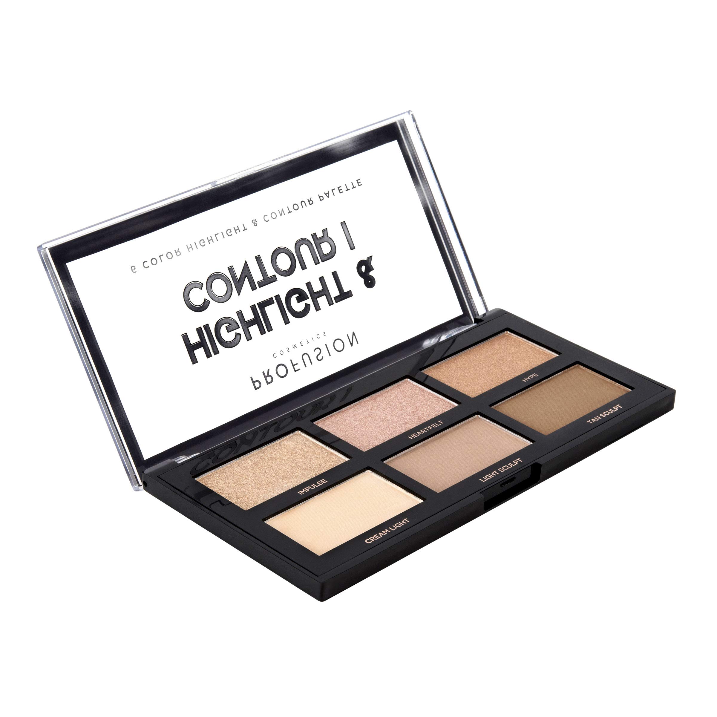 Profusion Cosmetics Mini Artistry Highlight & Contour I Palette Makeup Kit, Long Lasting and Soft Powder Formula - Light Medium