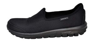 skechers women's go walk black/charcoal walking shoe 7.5 w us