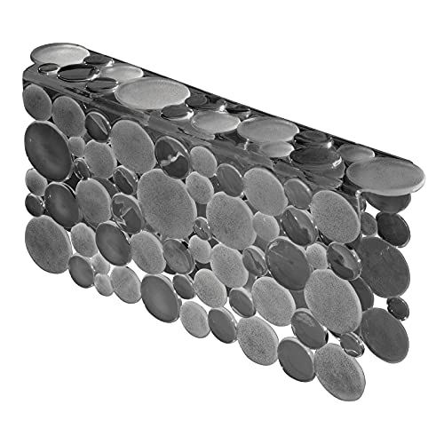 mDesign Decorative Plastic Kitchen Sink Saddle - Divided Sink Protector Mat, Place Over Middle Section - Quick Draining, Fun Bubble Design - Graphite Gray