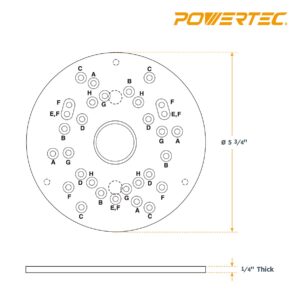 POWERTEC Dia 5-3/4" Router Base Plate, Clear Acrylic with Multiple Predrilled Holes, w/Screws for Trim Routers, Fits Bosch, DeWalt, Makita, Porter Cable, Ryobi, See Chart for Specific Models (71381)