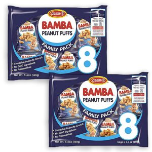 osem bamba peanut snacks for the whole family - all natural peanut puffs 2 family packs (pack of 16 x 0.7oz bags) - peanut butter puffs made with 50% peanuts