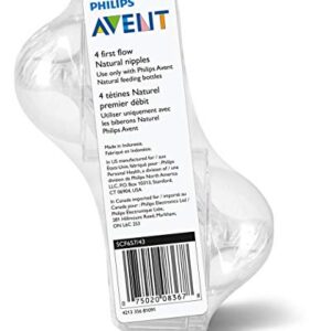 Philips Avent Natural Baby Bottle First Flow Nipple, 0M+, 4pack, Flow 0, SCF657/43