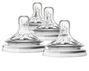 philips avent natural baby bottle fast flow nipple, 6m+, flow 4, scf654/43, (pack of 4)