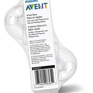 Philips Avent Natural Baby Bottle Fast Flow Nipple, 6M+, Flow 4, SCF654/43, (Pack of 4)