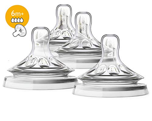 Philips Avent Natural Baby Bottle Fast Flow Nipple, 6M+, Flow 4, SCF654/43, (Pack of 4)