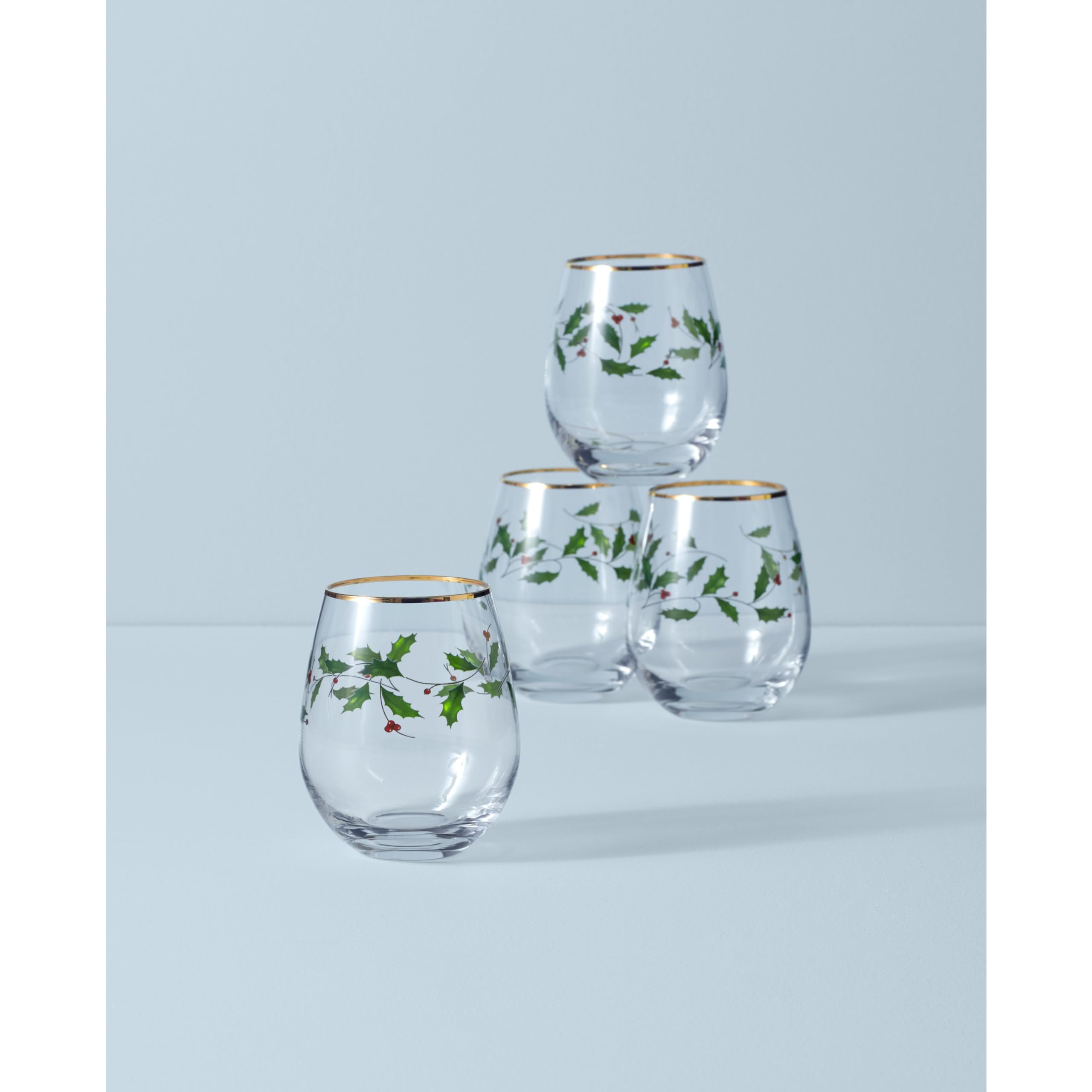 Lenox 888202 Holiday 4-Piece Stemless Wine Glasses