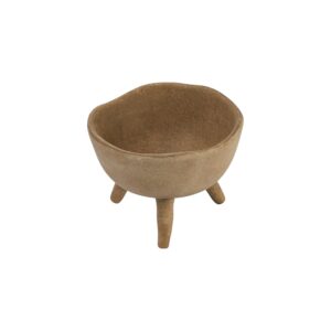 creative co-op boho terracotta footed planter with organic edge, matte taupe