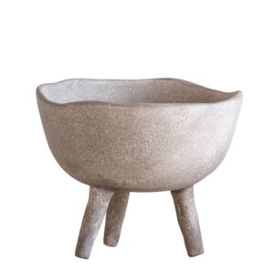 Creative Co-Op Boho Terracotta Footed Planter with Organic Edge, Matte Taupe