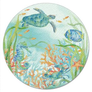 counterart sea life serenade 4mm heat tolerant tempered glass lazy susan turntable 13" diameter cake plate condiment caddy pizza server