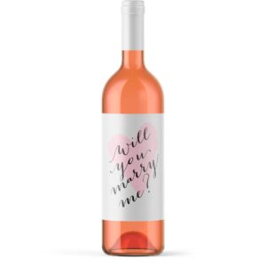 Ritzy Rose Proposal Wine Label Will You Marry Me Weatherproof Sticker for Wine Bottle Label Peel and Stick Engagement Ideas Romantic Engagement Wine Present | Script Heart Proposing Prop