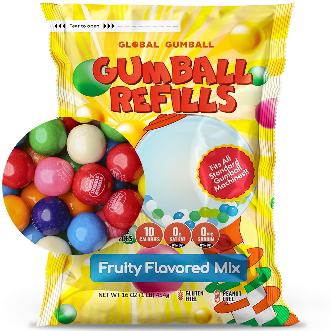 Gumballs for Gumball Machine - 0.5 Inch Mini Gumballs for Kids - Gumball Machine Refills - 1 LB Chewing Gum - Fruit Flavored Bubble Gum