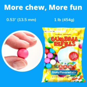 Gumballs for Gumball Machine - 0.5 Inch Mini Gumballs for Kids - Gumball Machine Refills - 1 LB Chewing Gum - Fruit Flavored Bubble Gum