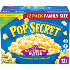 pop secret microwave popcorn, movie theater butter, flavor, 3 oz sharing bags, 12 ct