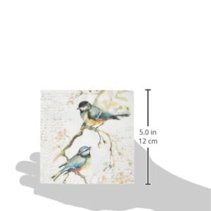 Boston International C811100 IHR Cocktail Beverage Paper Napkins, 5 x 5-Inches, Happy Little Titmice