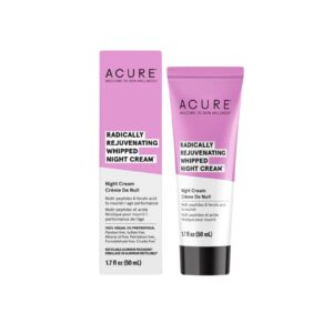 acure radically rejuvenating whipped night cream - anti-aging support, multi-peptides, ferulic acid & vitamin c - ultimate night repair, hydrate and rejuvenate - vegan plant based-infused - 1.7 fl oz