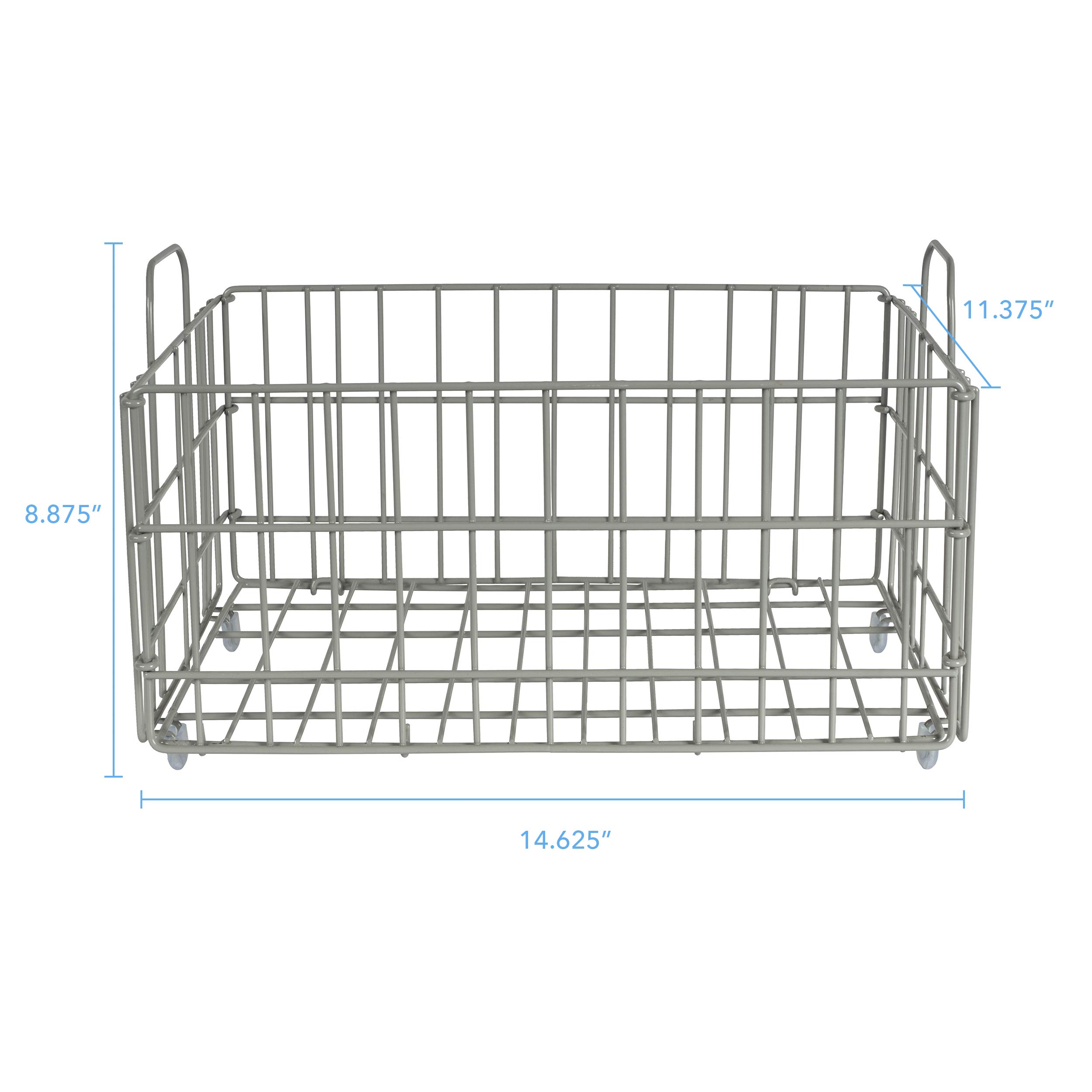 Atlantic Tabletop Wire Storage Basket, Heavy-Gauge Powder-Coated Metal Wire Construction, Stackable for Easy Expansion, Collapsible & Foldable, Non-Slip Feet, Plastic Liner, PN 23308041 – Gray