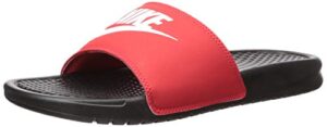 nike men's benassi just do it slide sandal, black/white-university red, 13