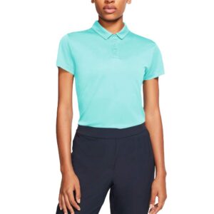 nike women's nike dry polo short sleeve, light aqua/light aqua, small