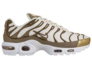 nike women's air max plus premium pale ivory/metallic gold/club gold/white mesh running shoes 6.5 m us