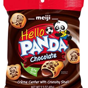 Meiji Hello Panda Cookies, Chocolate Crème Filled - 2.2 oz, Pack of 6 - Bite Sized Cookies with Fun Panda Sports