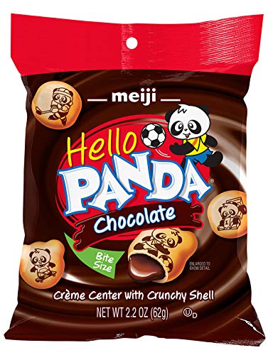 Meiji Hello Panda Cookies, Chocolate Crème Filled - 2.2 oz, Pack of 6 - Bite Sized Cookies with Fun Panda Sports