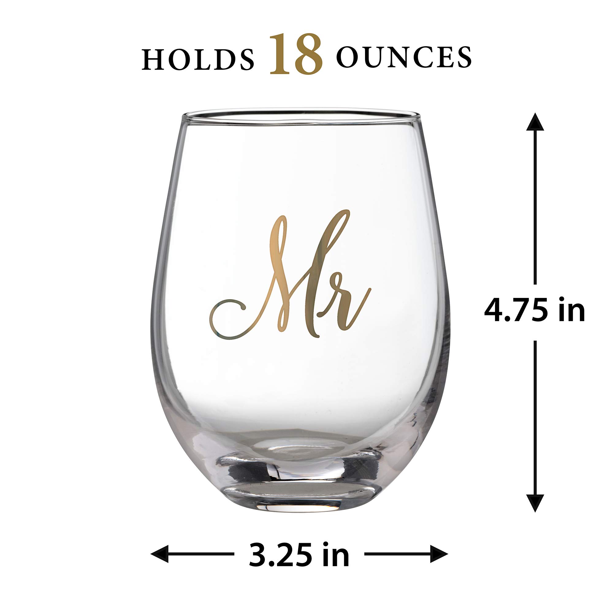 Lillian Rose G115 Gold Mr. Stemless Wine Glass, 16oz, Yellow, G115 MR