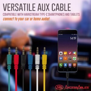 AxcessAbles 1/8 (3.5mm) TRS to 1/8 (3.5mm) TRS Balanced Minijack Stereo Patch Cables| Headphone Jack|1/8 aux Cable Bundle| 3.5mm Stereo Aux Audio Cables Multi-Color 6-Pack (1.5ft)