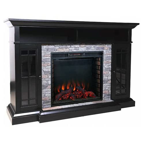 Allen Home Bennett 66 inch Freestanding Electric Fireplace TV Stand - Farmhouse Ebony, ASMM-017-2866-S502-T