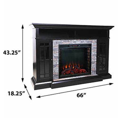 Allen Home Bennett 66 inch Freestanding Electric Fireplace TV Stand - Farmhouse Ebony, ASMM-017-2866-S502-T