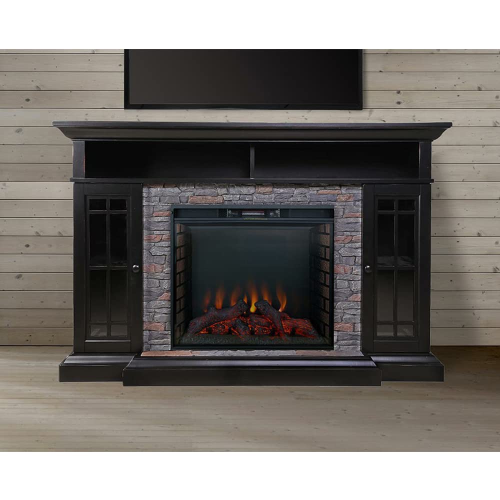 Allen Home Bennett 66 inch Freestanding Electric Fireplace TV Stand - Farmhouse Ebony, ASMM-017-2866-S502-T